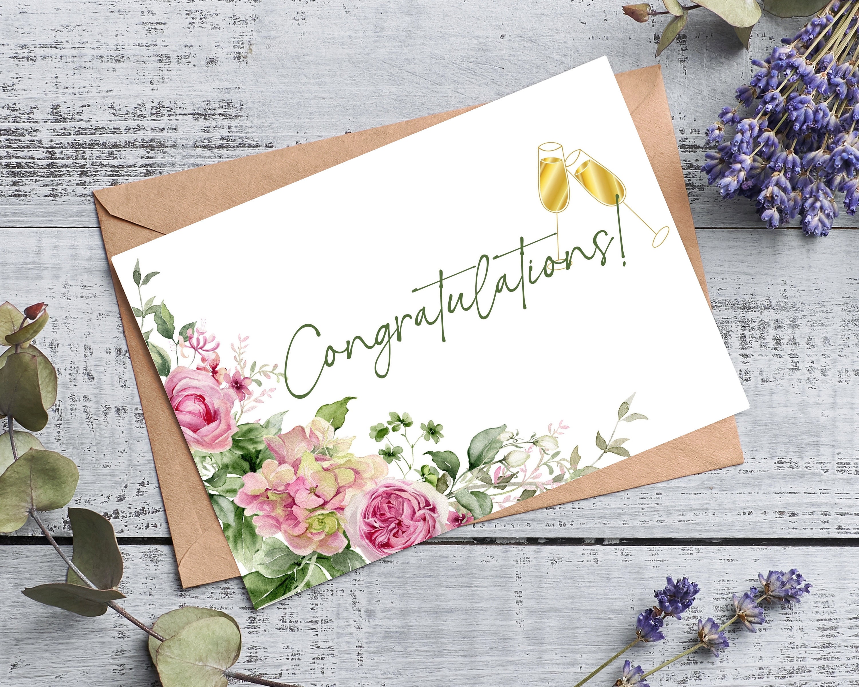Congratulations Printable Card, Digital Download,5"x 7" Card, Instant ...