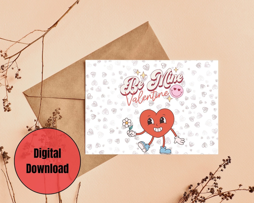 Be Mine Valentine, Printable Card, Valentine's Day, Digital Download ...