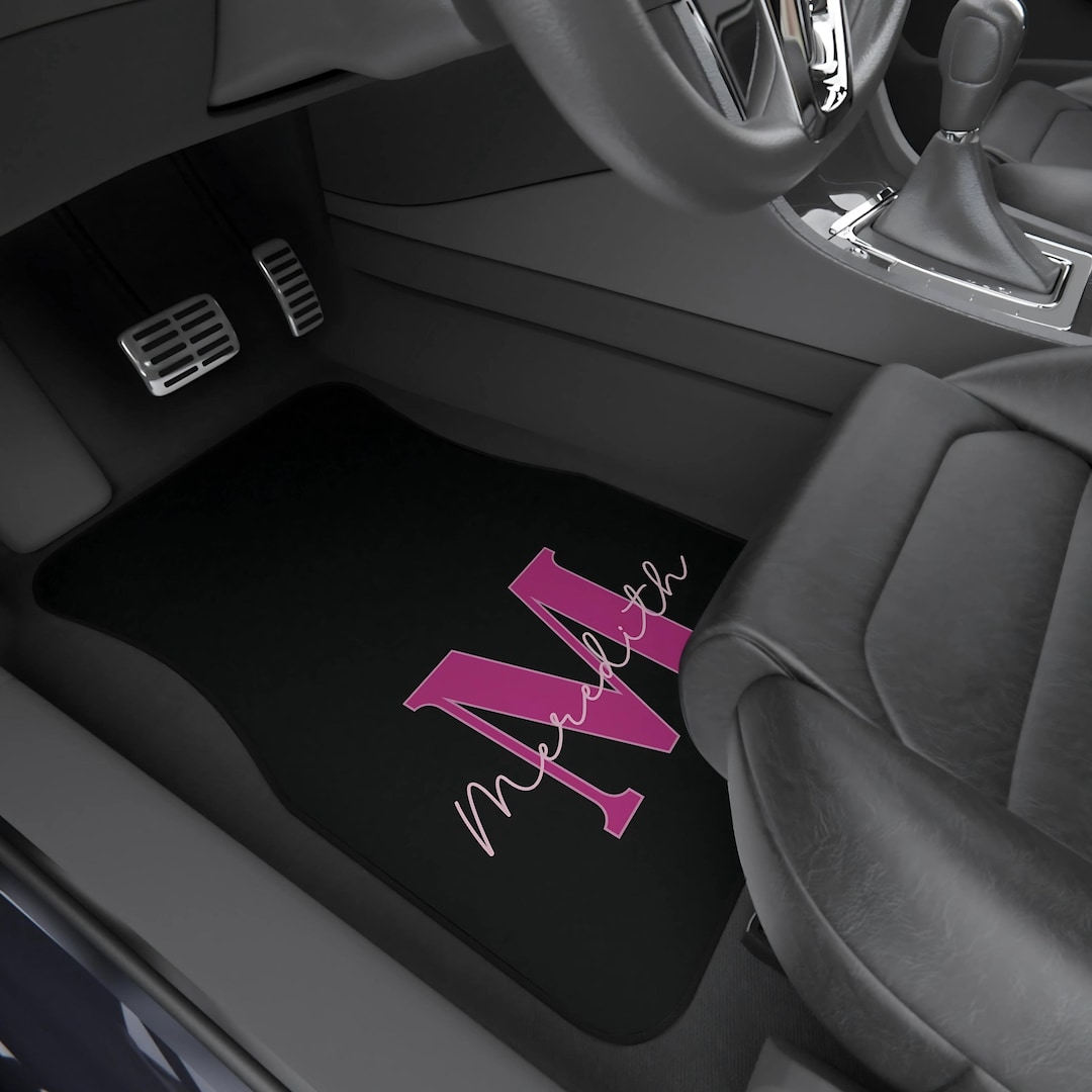 Custom Name Car Mats Set of 4 - Personalized Pink, Periwinkle & Gray ...