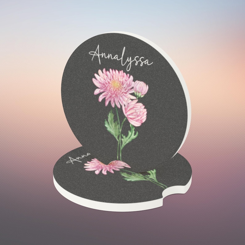 Custom Car Coasters | Birth Month Flower Car Coaster, Cute Auto ...