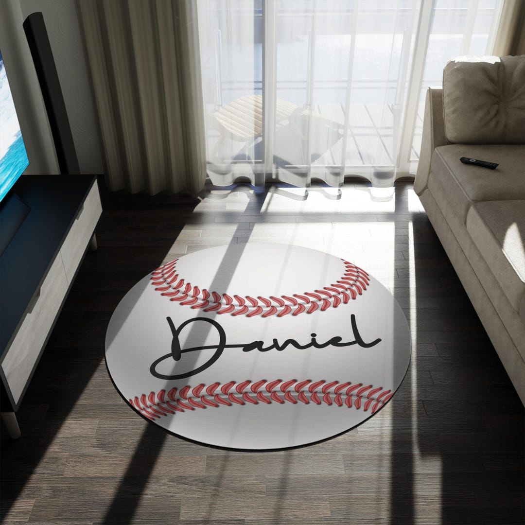 Signature Baseball Rug Personalized Round Baseball Rug With Child ...