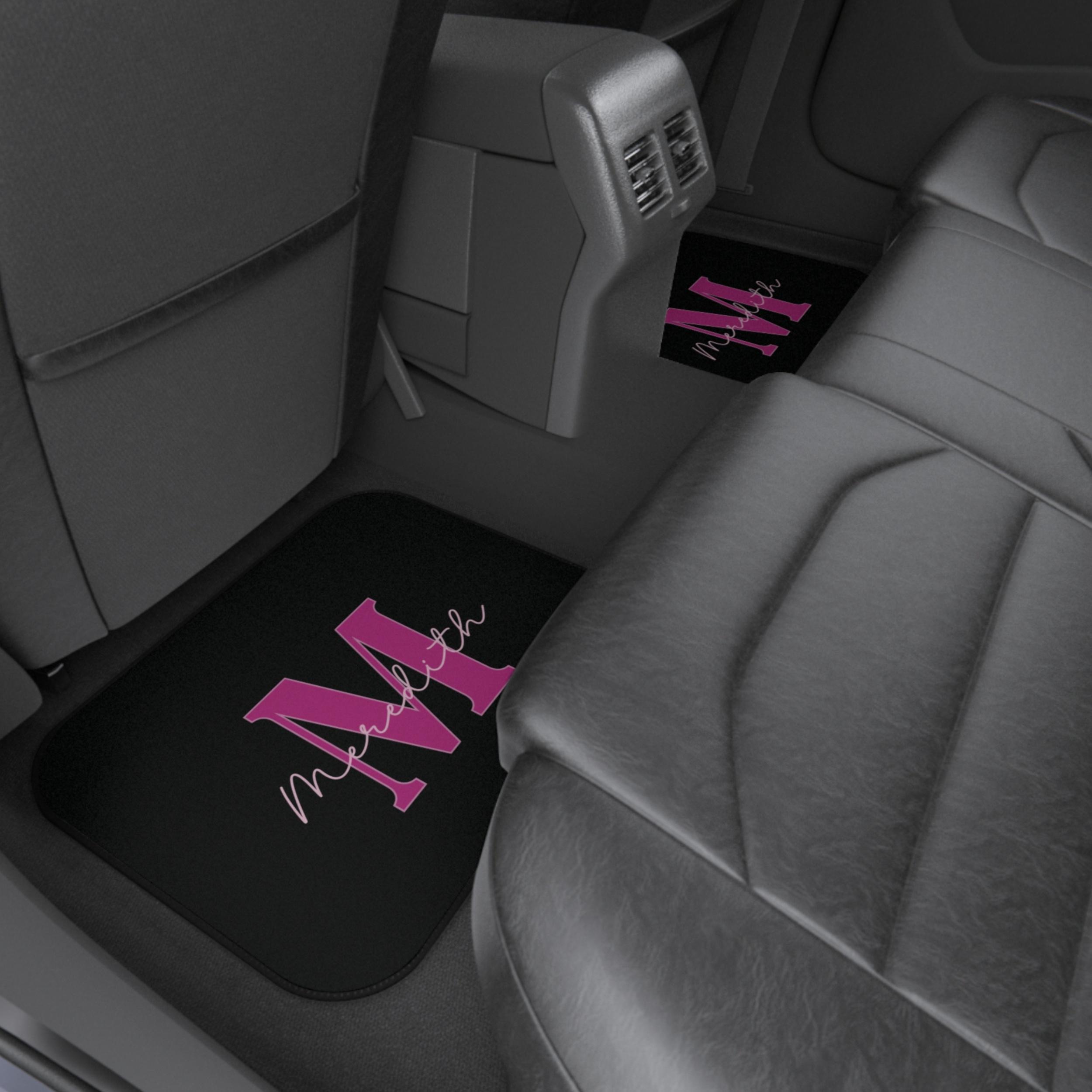 Custom Name Car Mats Set of 4 Personalized Pink, Periwinkle & Gray Auto ...