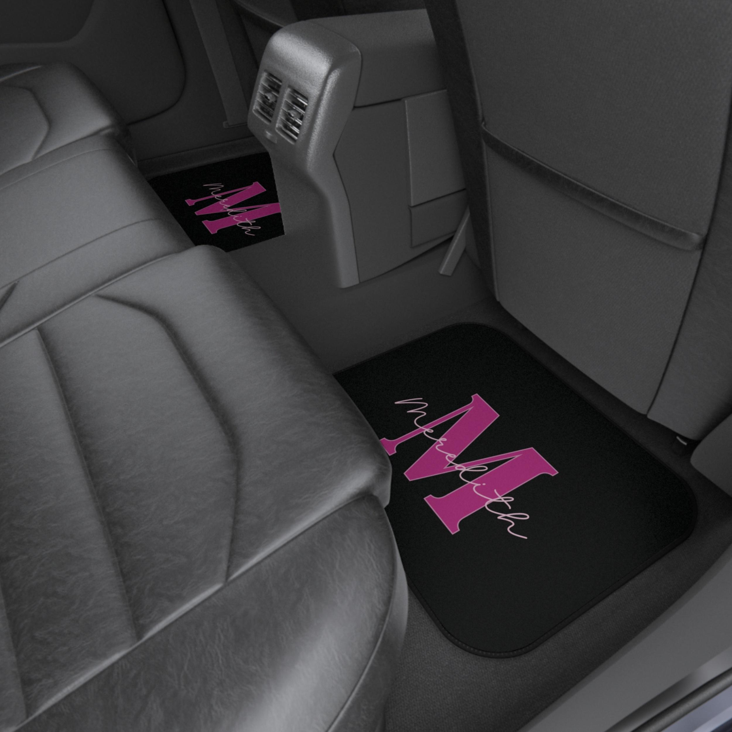 Custom Name Car Mats Set of 4 Personalized Pink, Periwinkle & Gray Auto ...