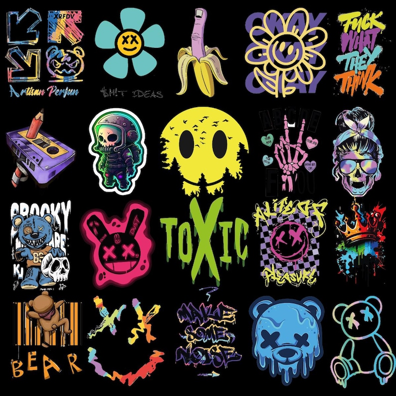 Urban Graffiti Streetwear Bundle PNG, Edgy Drip Bear Sublimation ...
