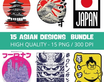 Japanese Art PNG Prints Bundle| Graphics Designs , Decor (commercial ...