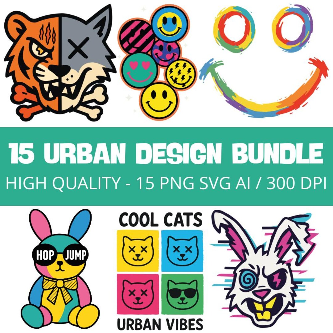 Retro Urban PNG Bundle — Sublimation Designs (commercial Use) - Etsy