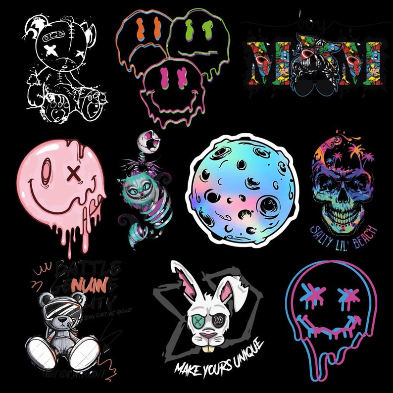 Urban Graffiti Streetwear Bundle PNG, Edgy Drip Bear Sublimation ...