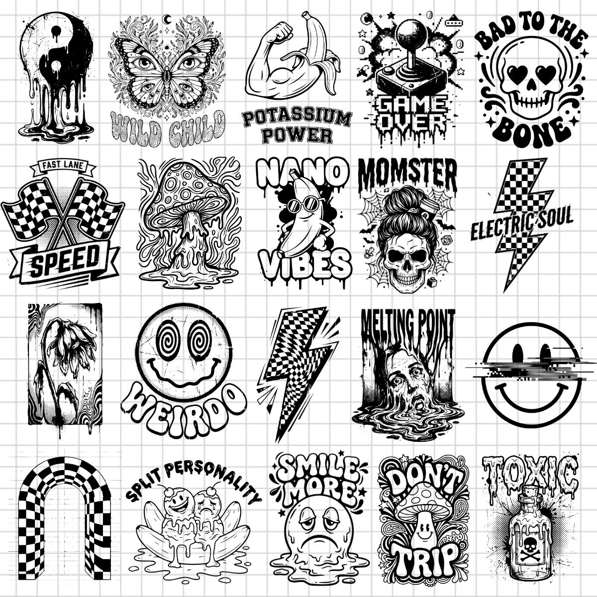Urban Designs SVG Bundle Edgy Skeleton Retro Y2K Sublimation ...