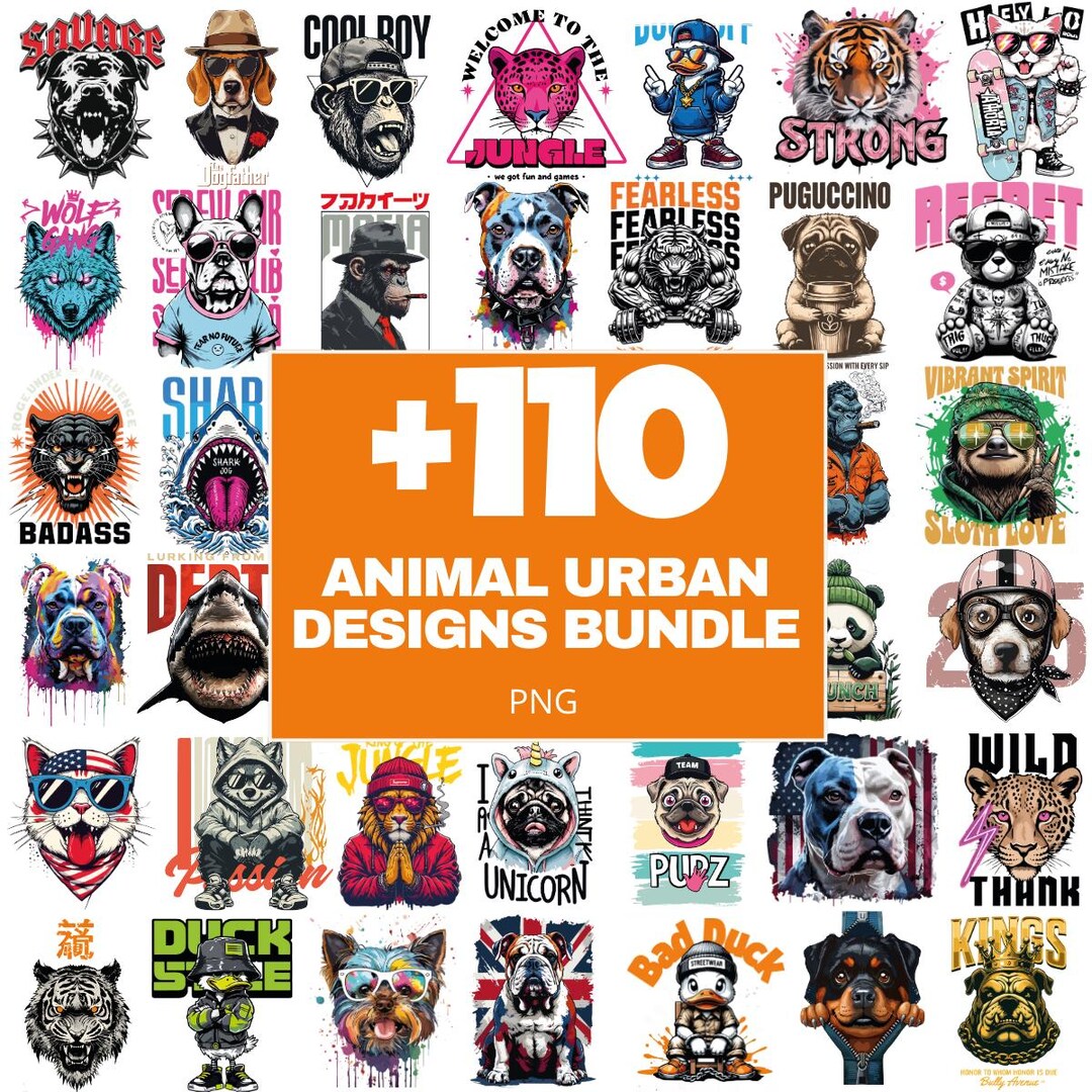 Urban Animal PNG, Streetwear Graffiti Sublimation Designs (commercial ...