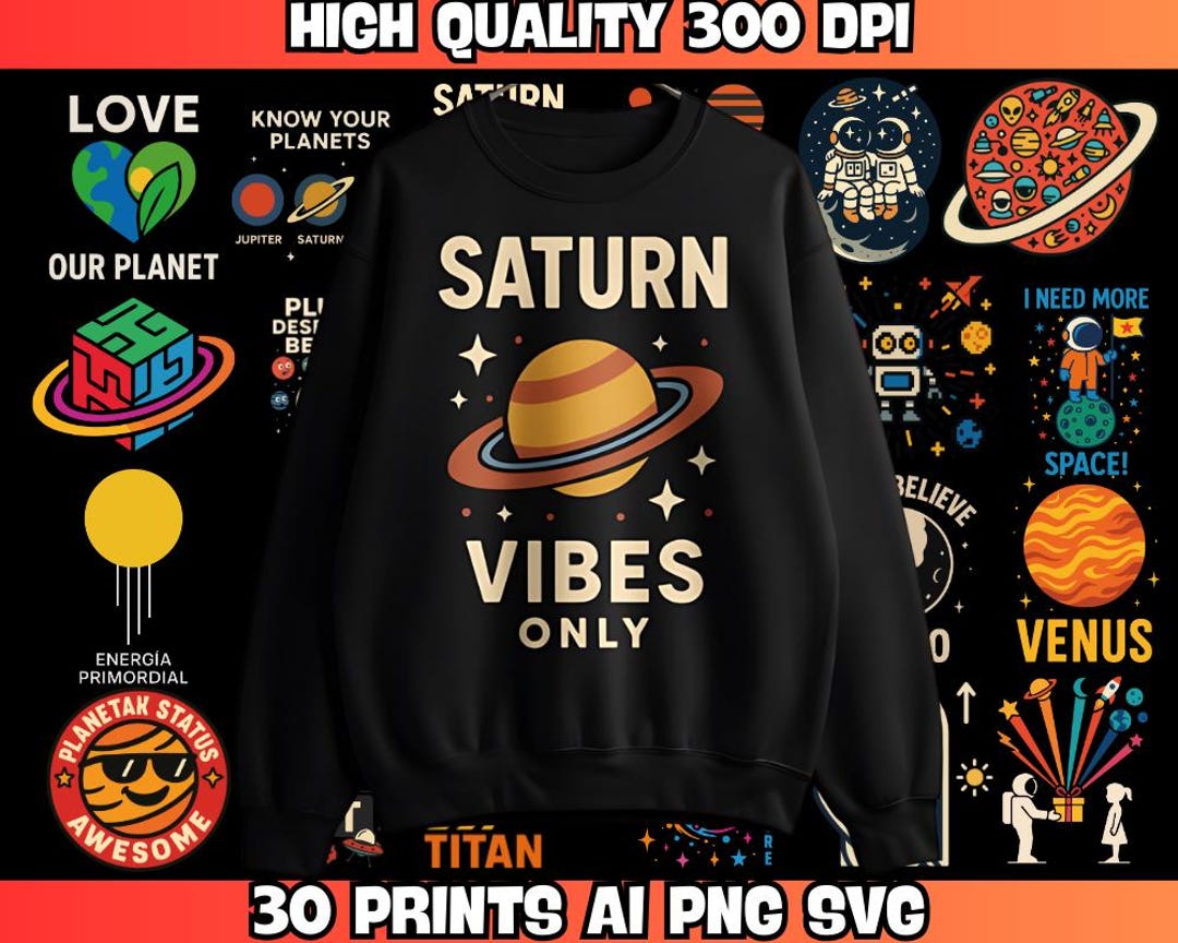30 Space SVG PNG Bundle: Astronauts, Planets, Galaxy Art (digital ...
