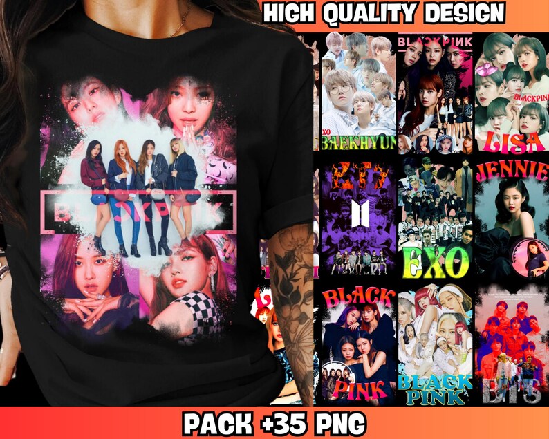35+ K-Pop style culture T-Shirt Designs - PNG - Great for Stickers, T ...