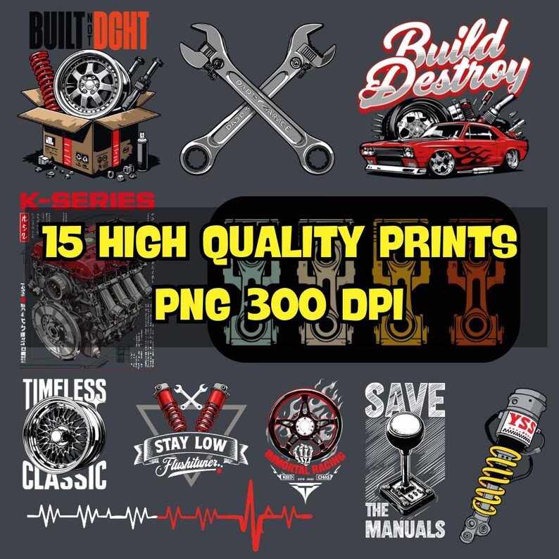 Automotive Designs Bundle Car Parts, Mechanic Garage Graphics PNG ...