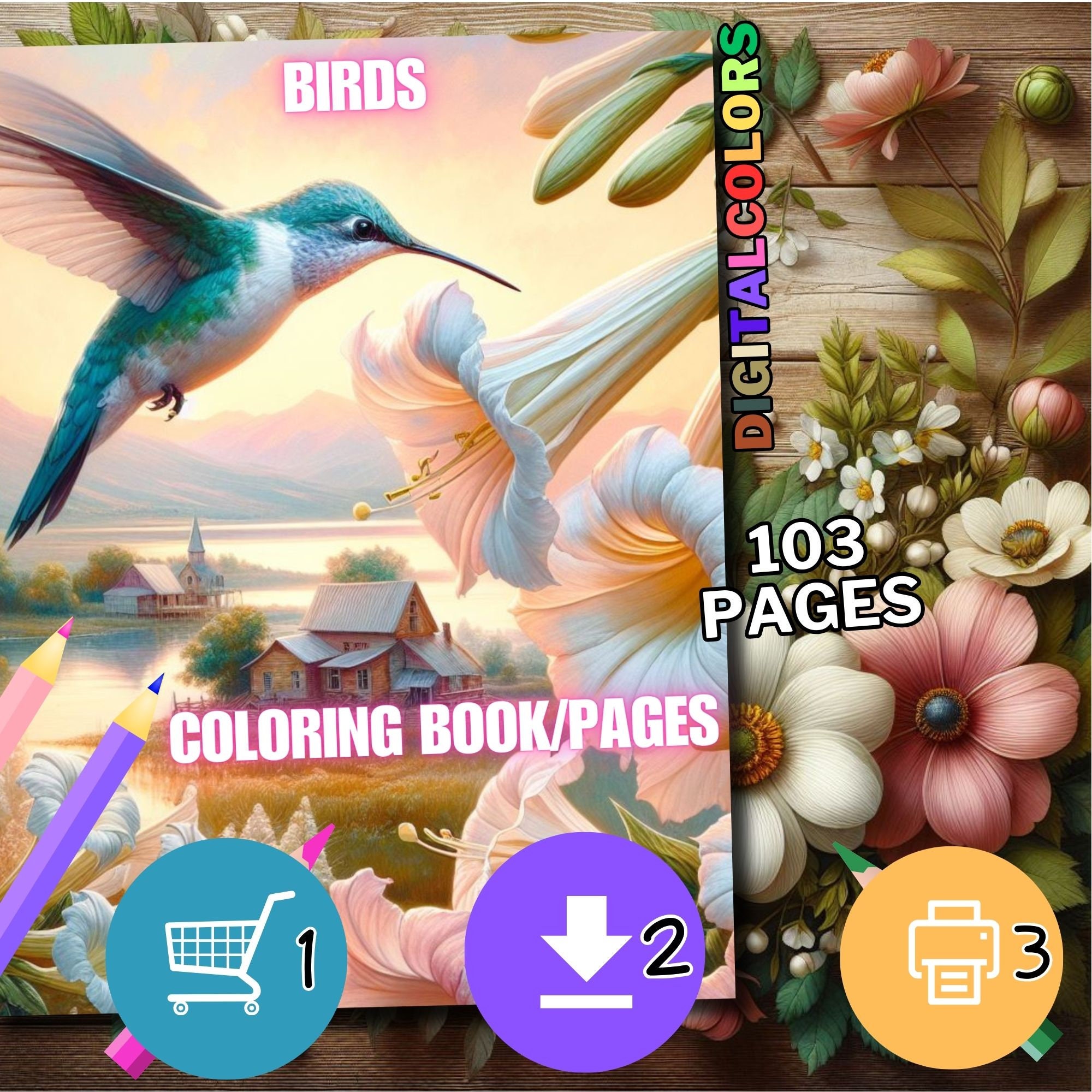 103 Bundle Birds Coloring Pages, Bird Coloring Book, Spring Animal ...
