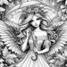 50 Angel Coloring Pages, Women Angels Coloring Pages, Girl, Grayscale ...