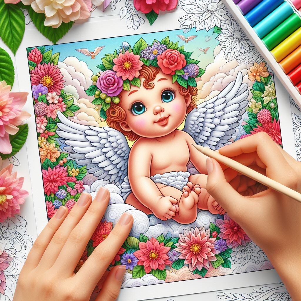 75 Baby Angel Coloring Book, Angel Coloring Pages, Little, Quality ...
