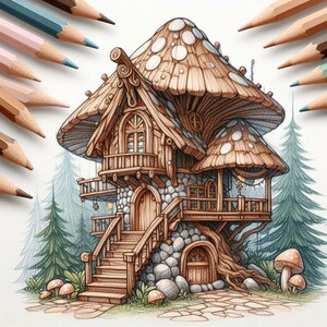 115 Enchanted Fairy House Coloring Pages, Fantasy Home Fairy Coloring ...