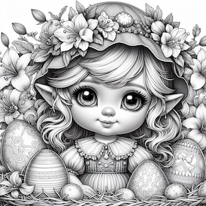 43 Easter Gnome Coloring Pages, Floral Easter Gnomes Coloring Book ...
