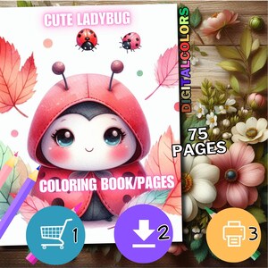 75 Cute Ladybug Coloring Pages, Cute Bug Coloring Book, Insect ...