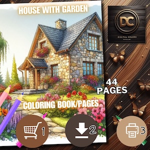 44 Houses With Garden Coloring Pages, Houses Coloring Book With Summer ...