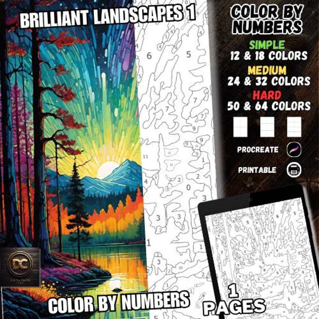 Coloring by Numbers, Digital Coloring Pages, Paint by Numbers ...