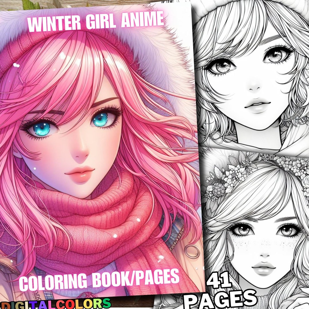 41 Winter Anime Girls Coloring Pages Cute Portrait Beauties Girl Anime ...