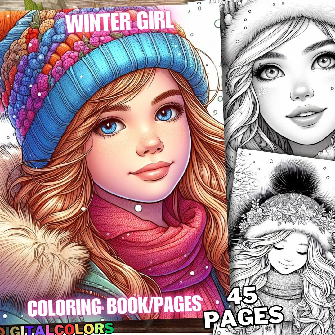 45 Winter Girl Coloring Book, Printable Beauties Woman Coloring Pages ...