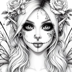100 Gothic Fairy Coloring Pages Goth Fairy Coloring Book Creepy Fairies ...