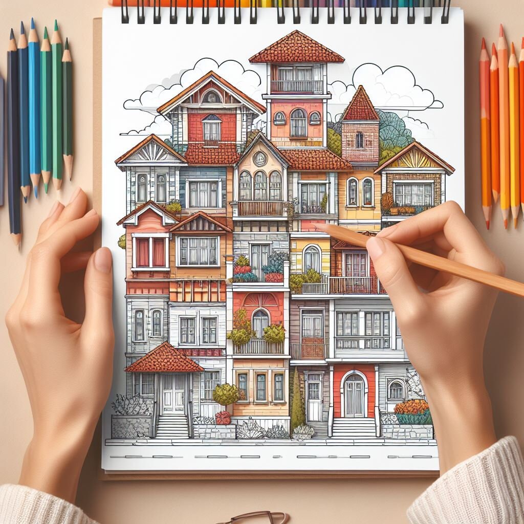 56 Doodle House Coloring Book, Small Houses Tower Coloring Pages ...