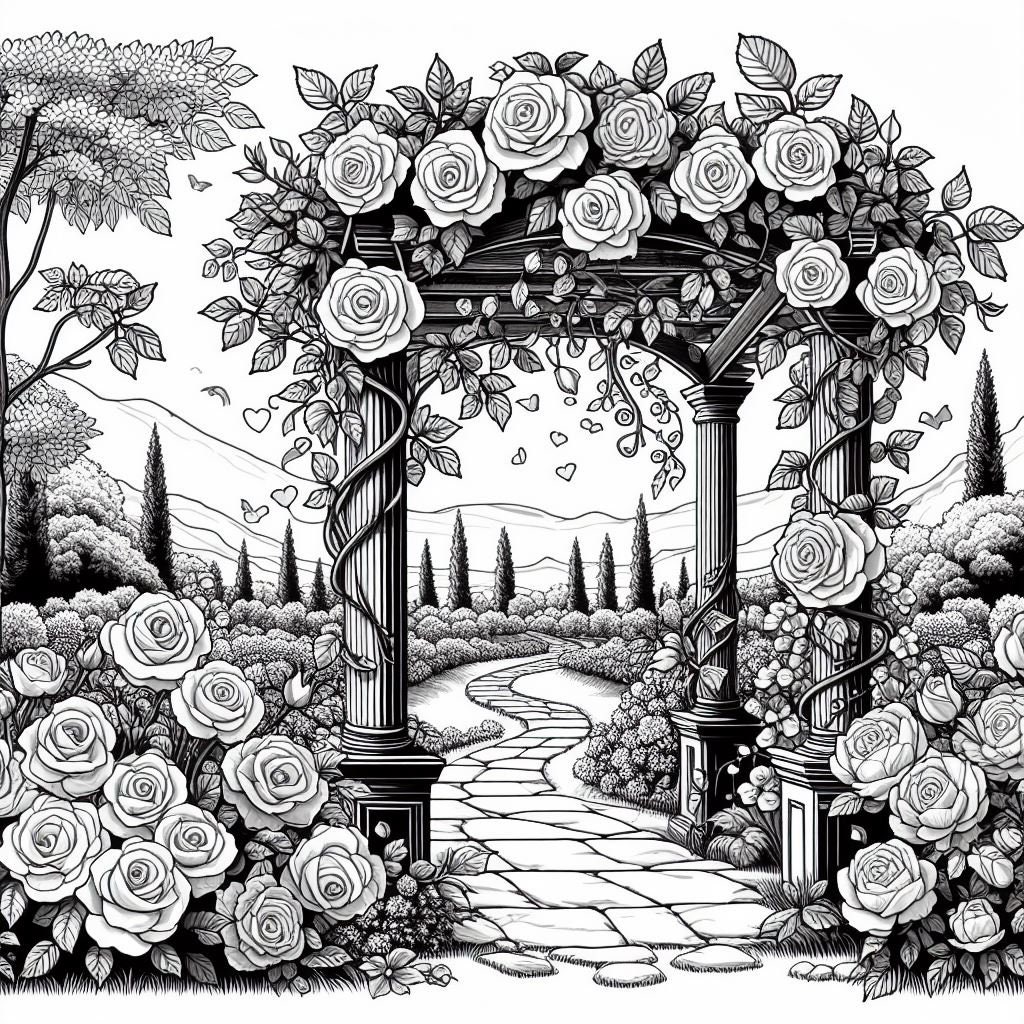 100 Rose Flowers Coloring Pages, Roses Flower Spring Botanical Floral ...