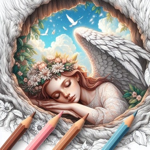 43 Angel in a Hollow Tree Coloring Pages, Angels Coloring Book ...