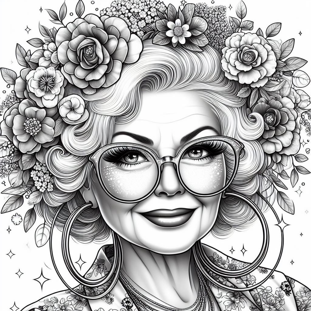 54 Cute Grandma Portraits Coloring Pages Wrinkled Old Lady Coloring ...