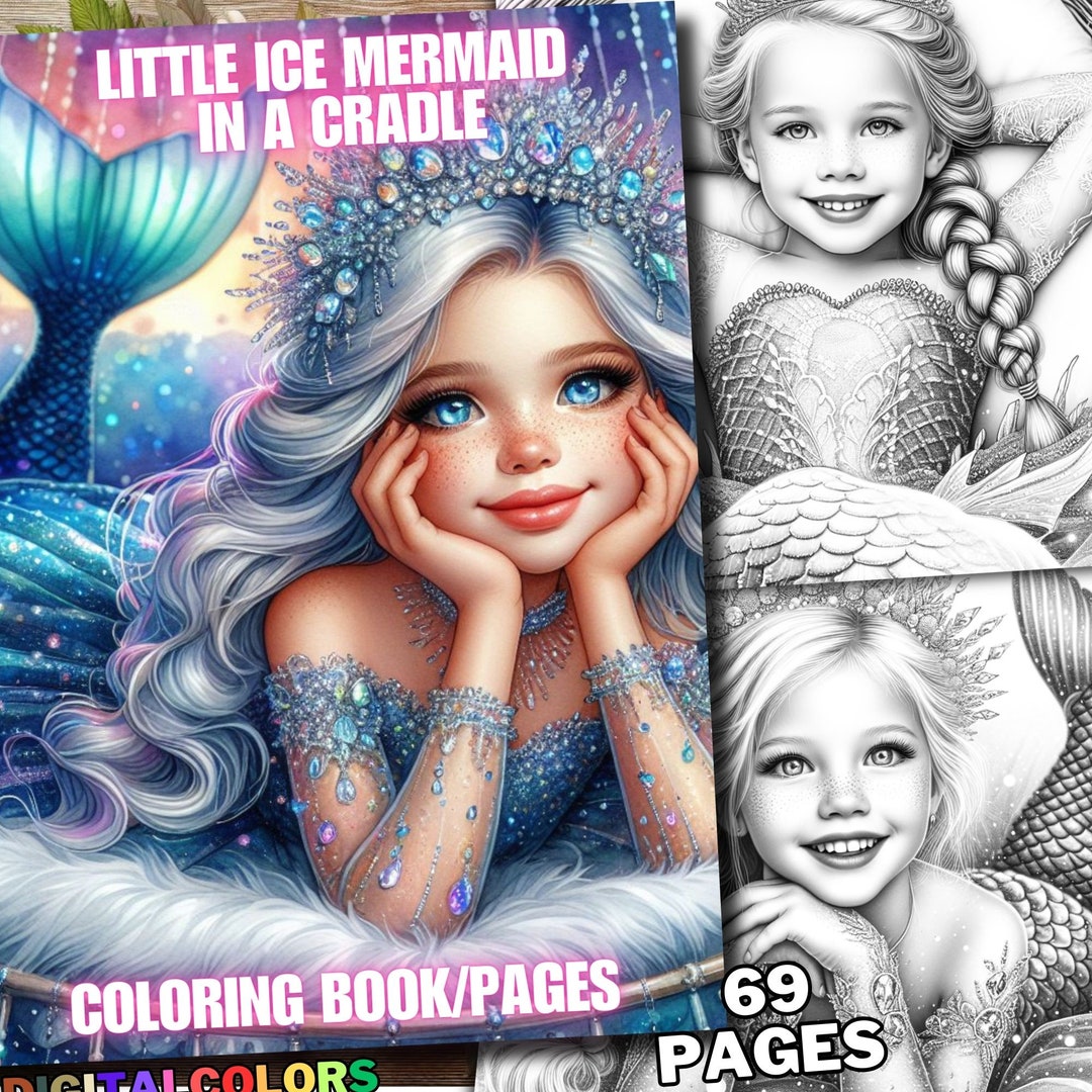 69 Little Ice Mermaid in a Cradle Coloring Pages, Mermaid Coloring Book ...