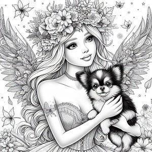 40 Angel Coloring Pages, Women Angels Coloring Pages, Girl, Grayscale ...