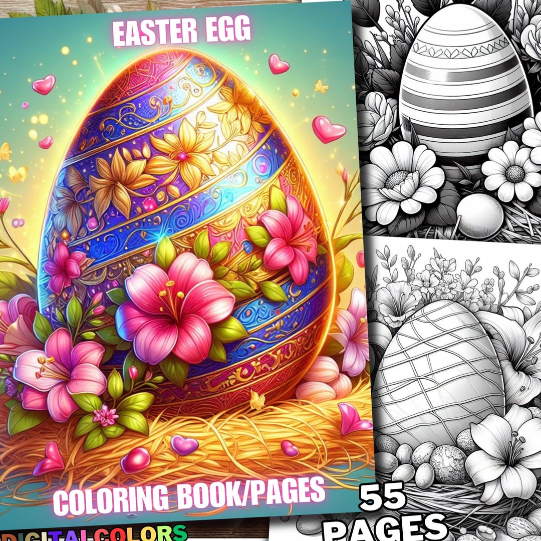 62 Easter Egg Coloring Pages Floral Easter Egg Coloring Book Cute ...