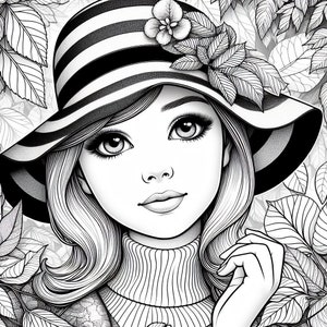 36 Fall Girl Coloring Book Printable Autumn Beauties Woman Rustic ...