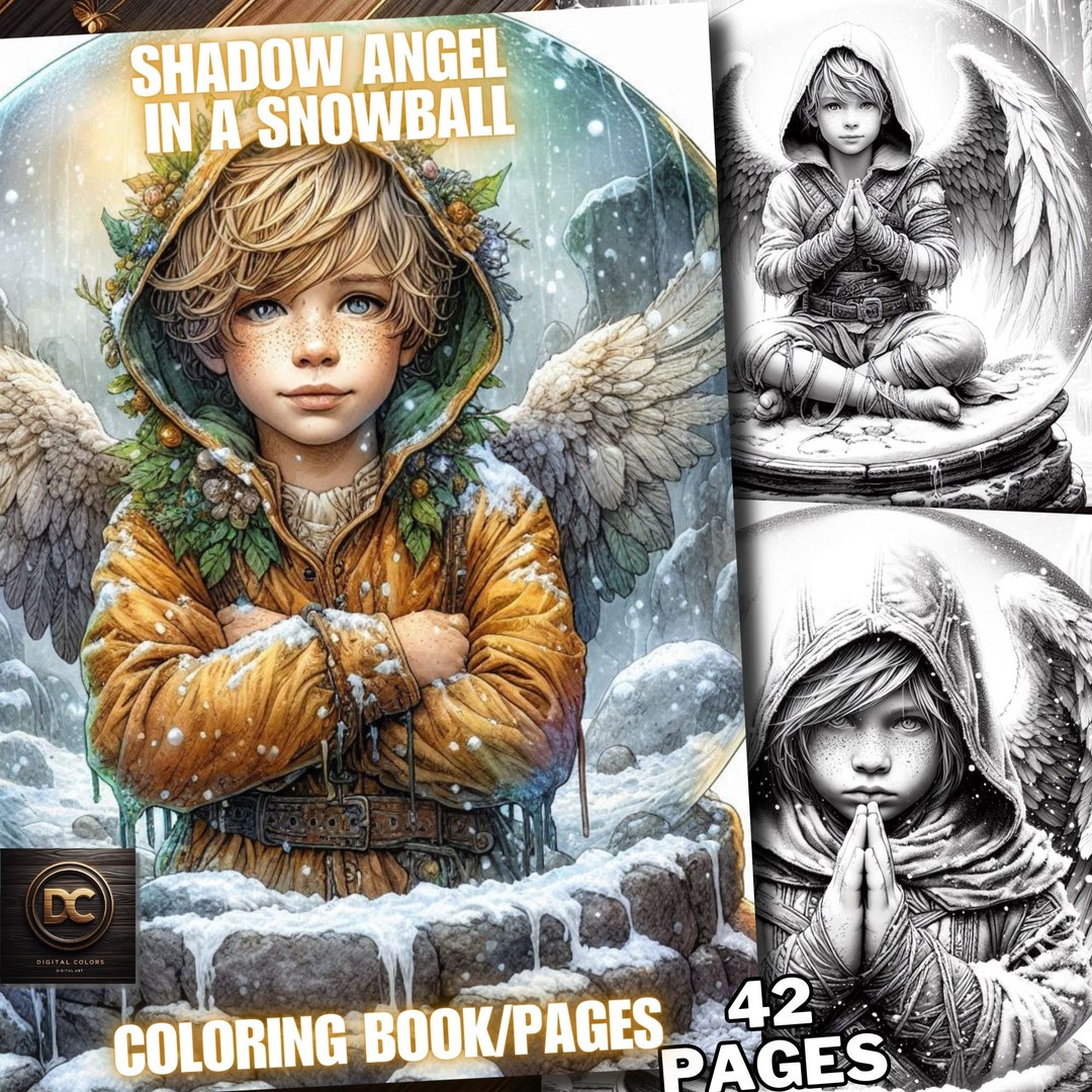 42 Shadow Angel in a Snowball Coloring Pages, Angels Coloring Book ...