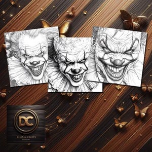 35 Clown Coloring Pages, Horror Coloring Book, Creepy, Halloween ...