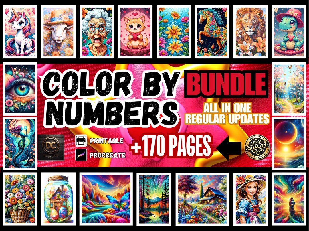 170+ Coloring Pages to Color by Numbers, Digital Coloring Pages, Paint ...