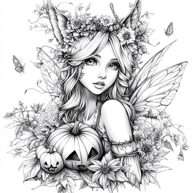 55 Halloween Fairy Coloring Pages, Halloween Fairies Coloring Book ...