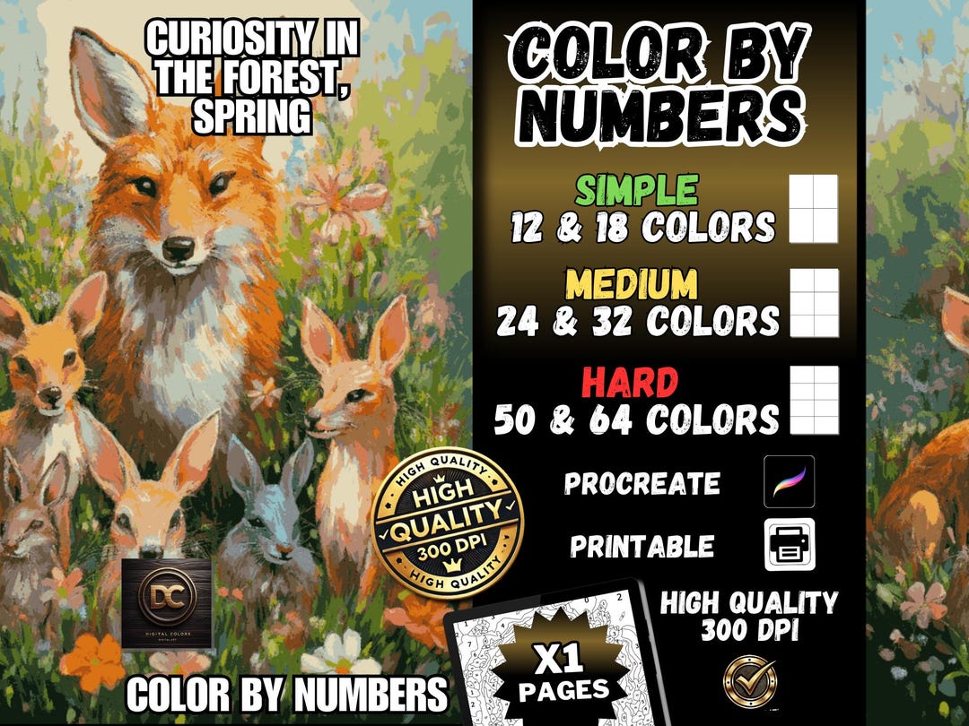 Coloring by Numbers, Digital Coloring Pages, Paint by Numbers ...