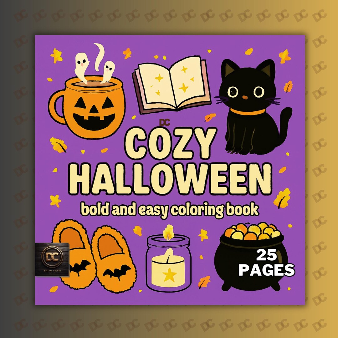 Cozy Halloween - Bold and Easy Coloring Book PDF Cute Spooky Witches ...