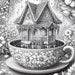41 Teacup House Coloring Book, Fairy House Coloring Pages, Floral Home ...