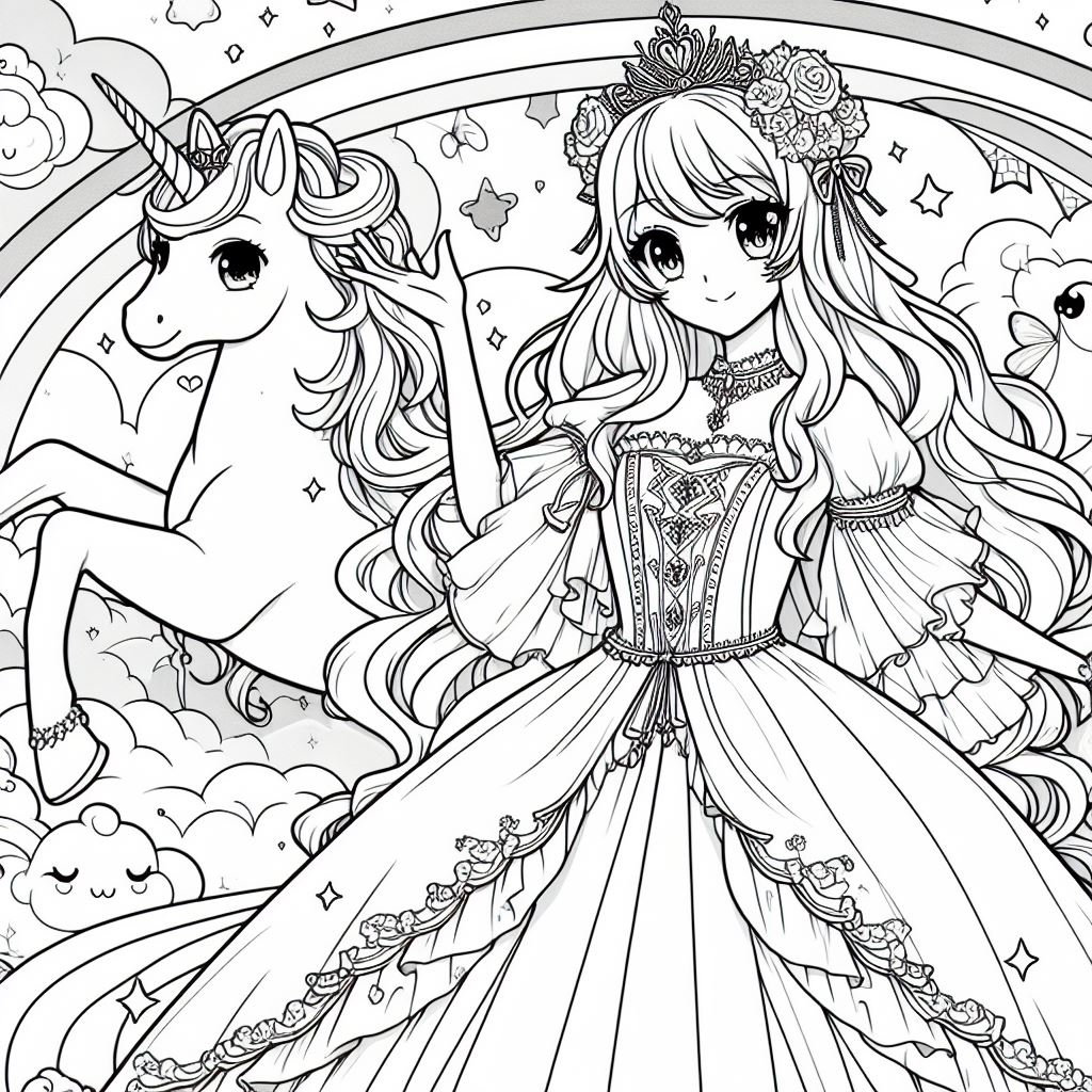 42 Princess Anime Girls Coloring Pages Fantasy Princesses Girl Anime ...
