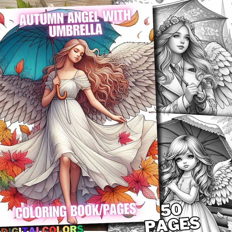 50 Angel Coloring Pages, Women Angels Coloring Pages, Girl, Grayscale ...
