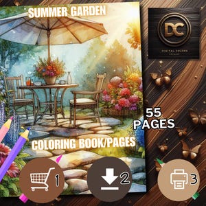 55 Summer Garden Coloring Pages, Garden Coloring Book, Fantasy ...