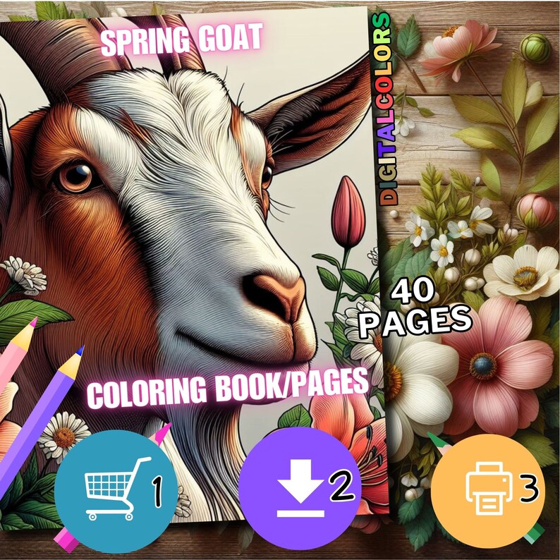 40 Spring Animal Goat Coloring Pages, Spring Flowers Coloring Book ...