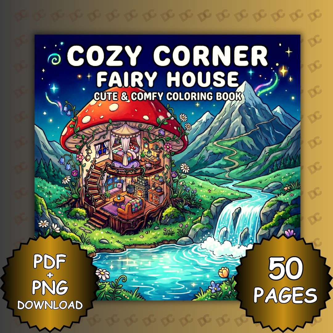 Cozy Corner Fairy House Coloring Book – 50 Bold and Easy Cute Cozy ...