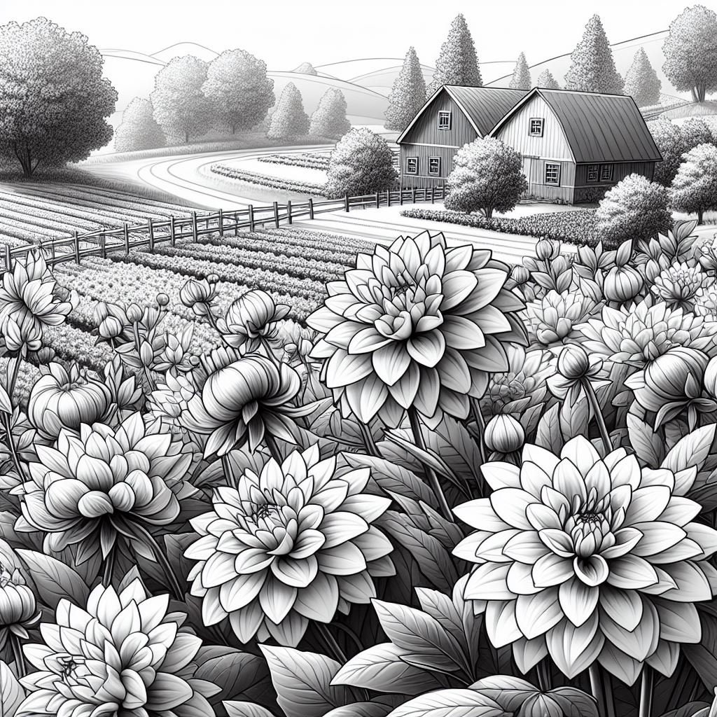 110 Dahlia Coloring Pages, Book, Flower, Plant, Botanical, Spring ...