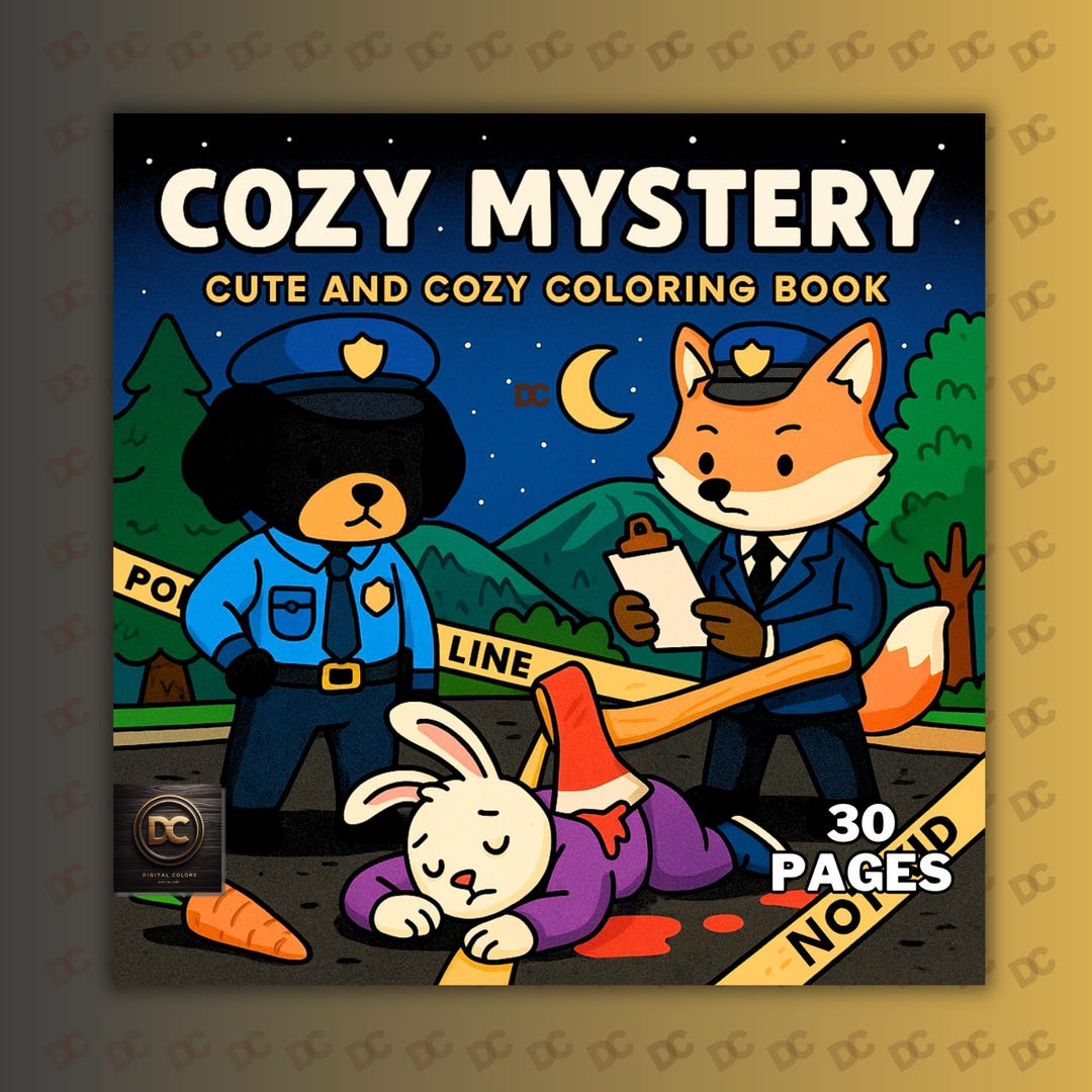 Cozy Crime Coloring Book PDF PNG | 30 Pages Bold and Easy | Funny ...
