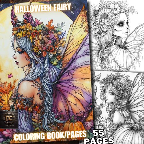 55 Halloween Fairy Coloring Pages, Halloween Fairies Coloring Book ...